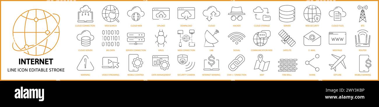 Internet icons. Internet icon set. Internet line icons. Vector ...