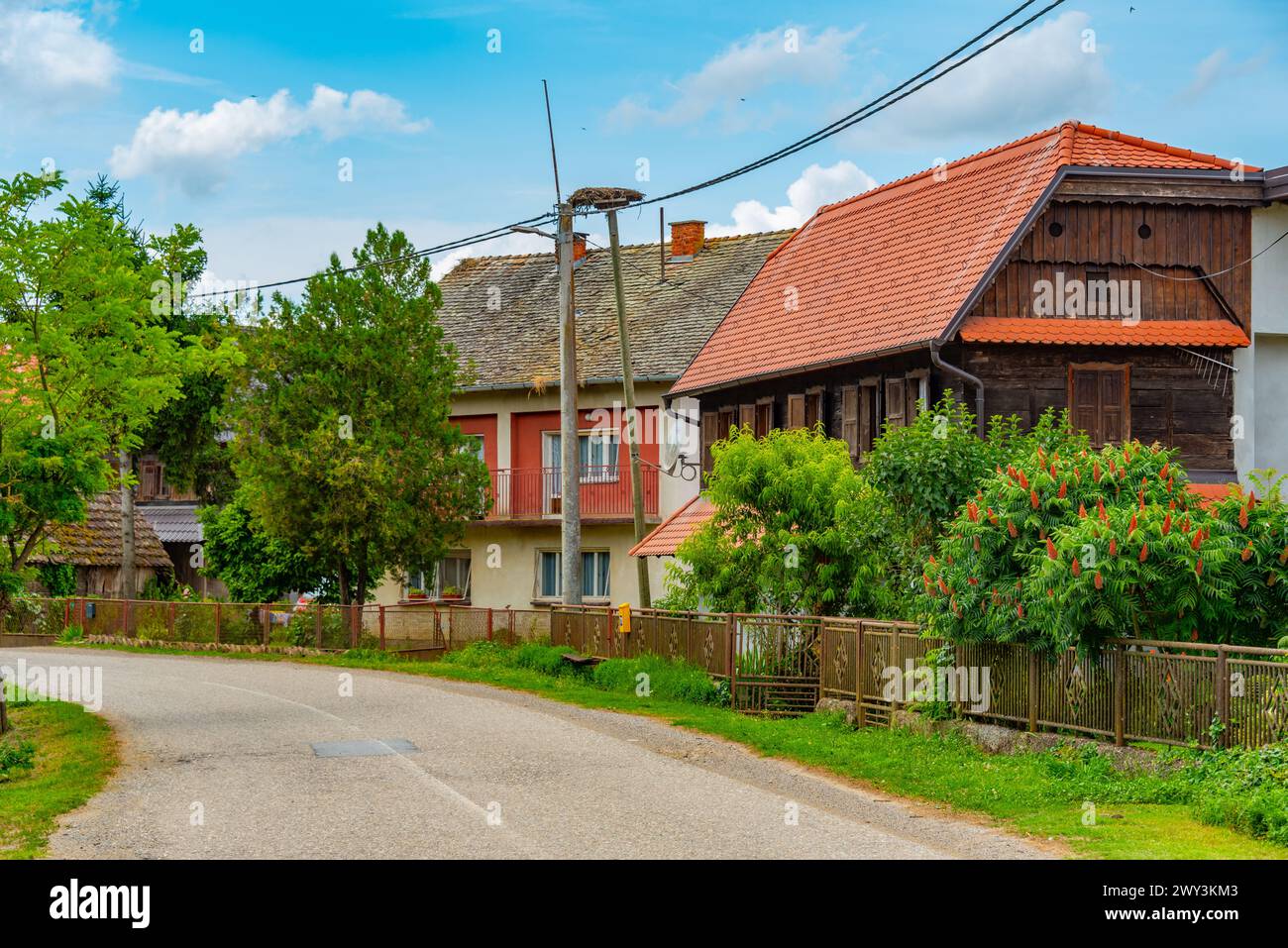 Traditional wooden houses in Croatian village Krapje Stock Photo - Alamy
