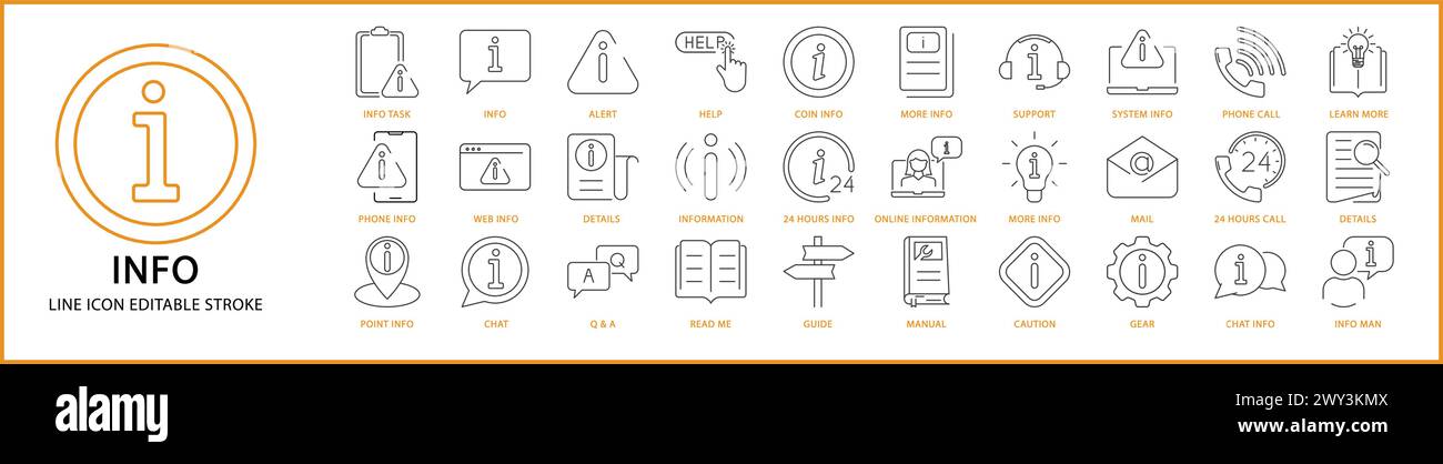 Info icons. info icon set. Info line icons. Vector illustration ...