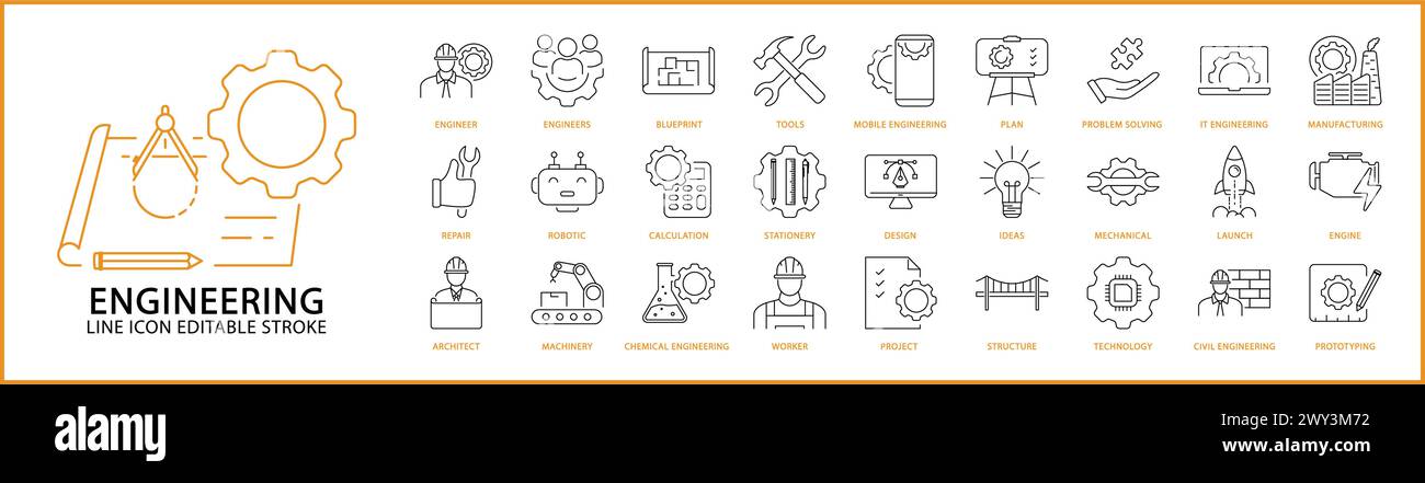 Engineering Icons. Engineering icon set. Engineering line icons. Vector ... Engineering Icons. Engineering icon set. Engineering line icons. Vector ...