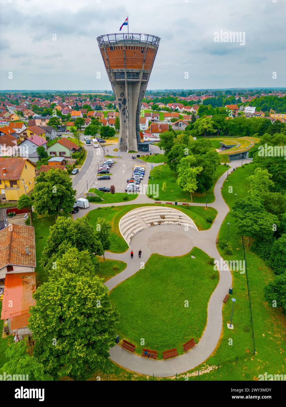 Aerial view of the water tower in Croatian town Vukovar Stock Photo - Alamy