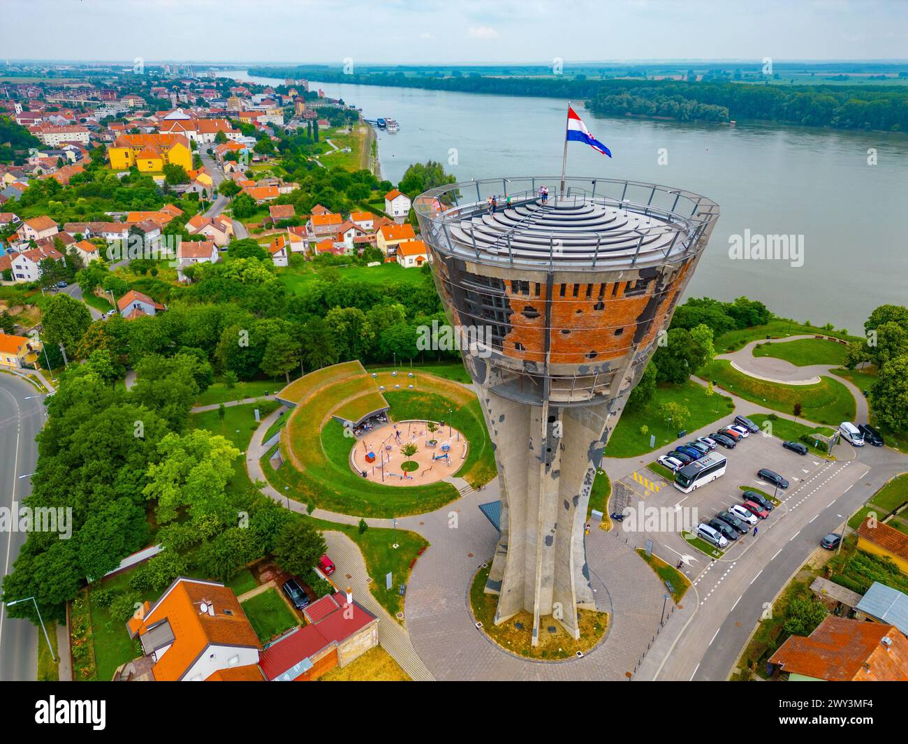 Aerial view of the water tower in Croatian town Vukovar Stock Photo - Alamy