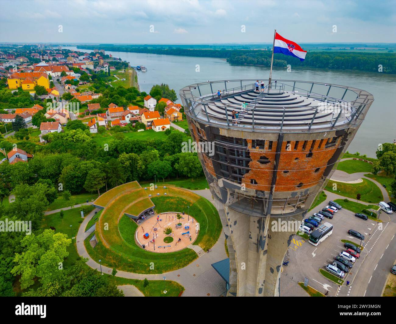 Aerial view of the water tower in Croatian town Vukovar Stock Photo - Alamy