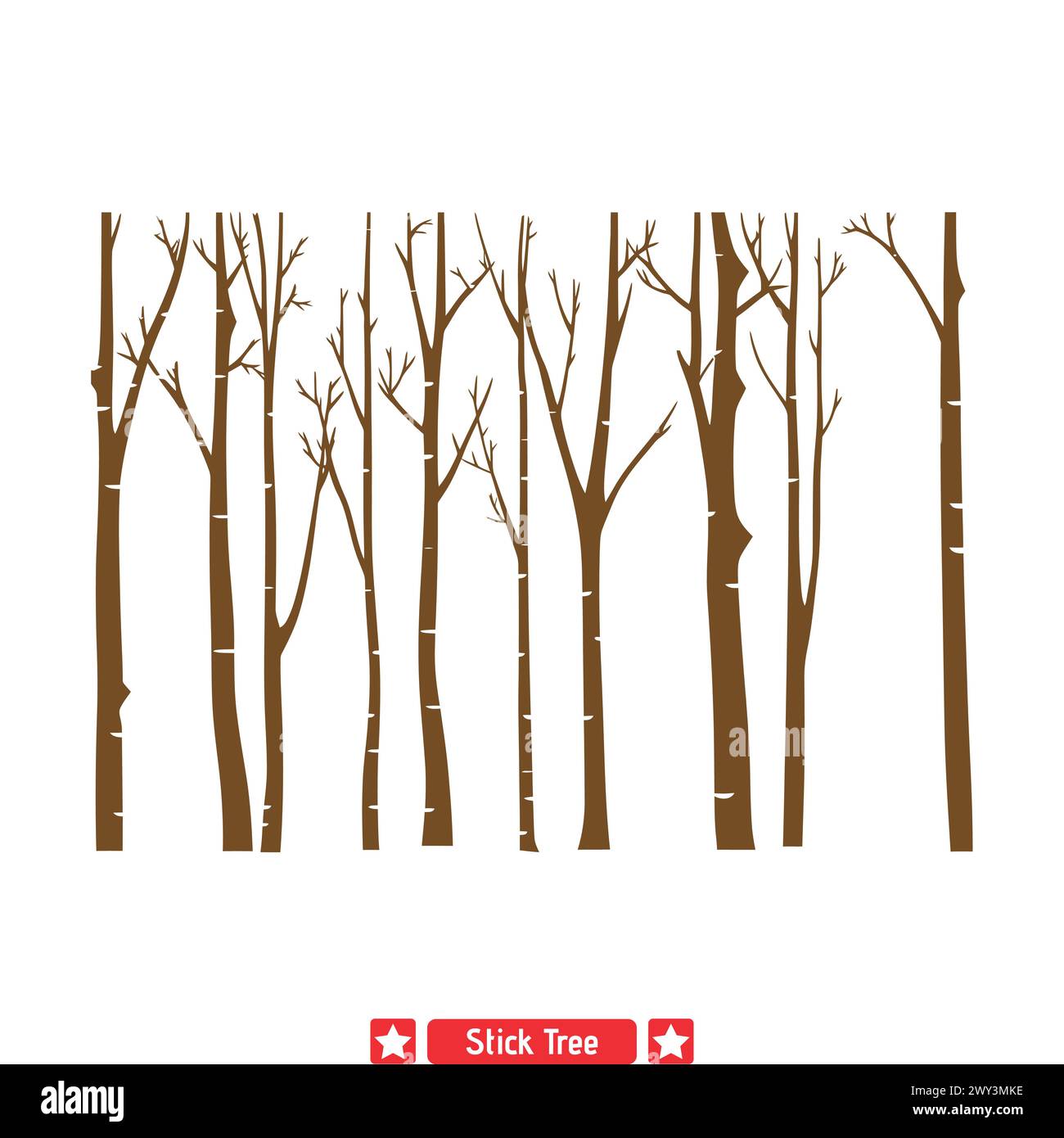 Whimsical Woodland Wonders Stick Tree Silhouettes Collection for Nature ... Whimsical Woodland Wonders Stick Tree Silhouettes Collection for Nature ...