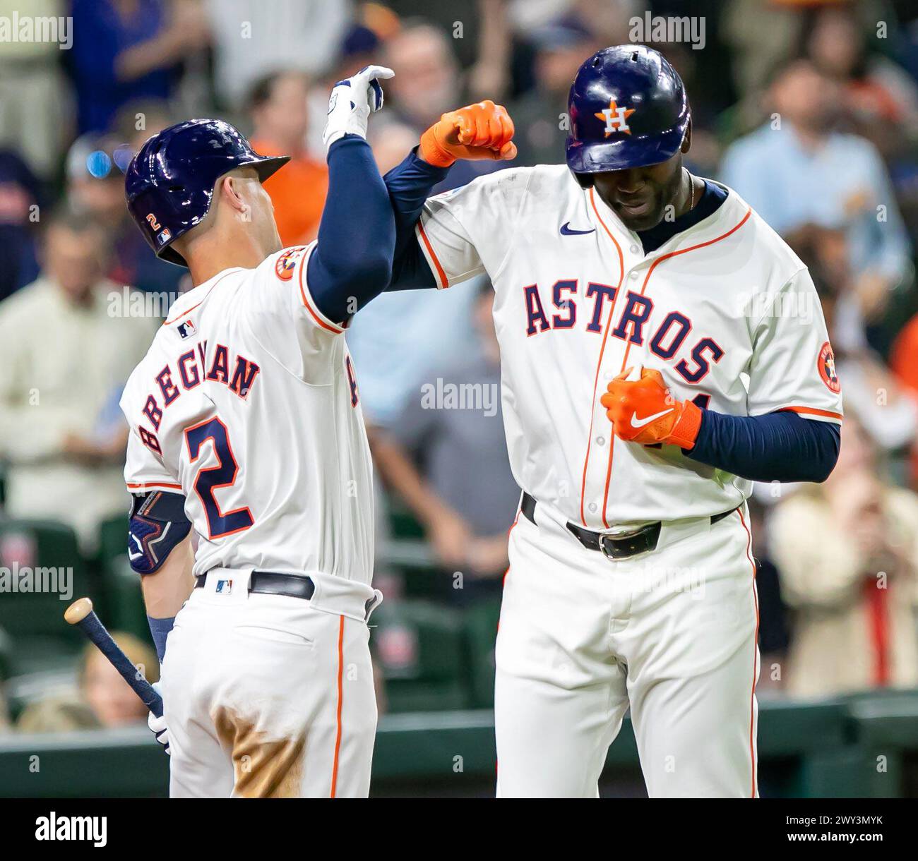 Houston, Texas, USA. 3rd Apr, 2024. Astros players YORDAN ALVAREZ (44 ...
