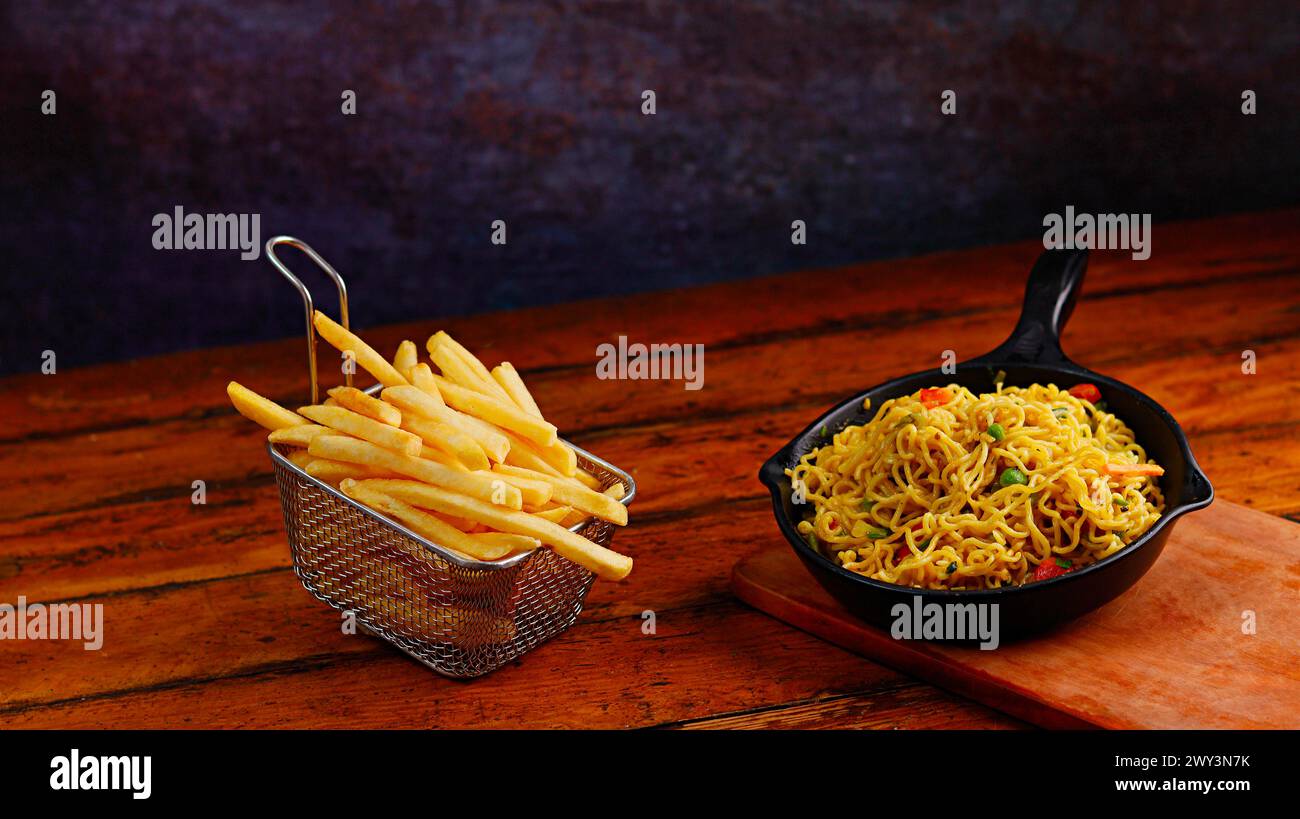 Maggie and Fries, Junk Food, Pune, Maharashtra, India Stock Photo - Alamy
