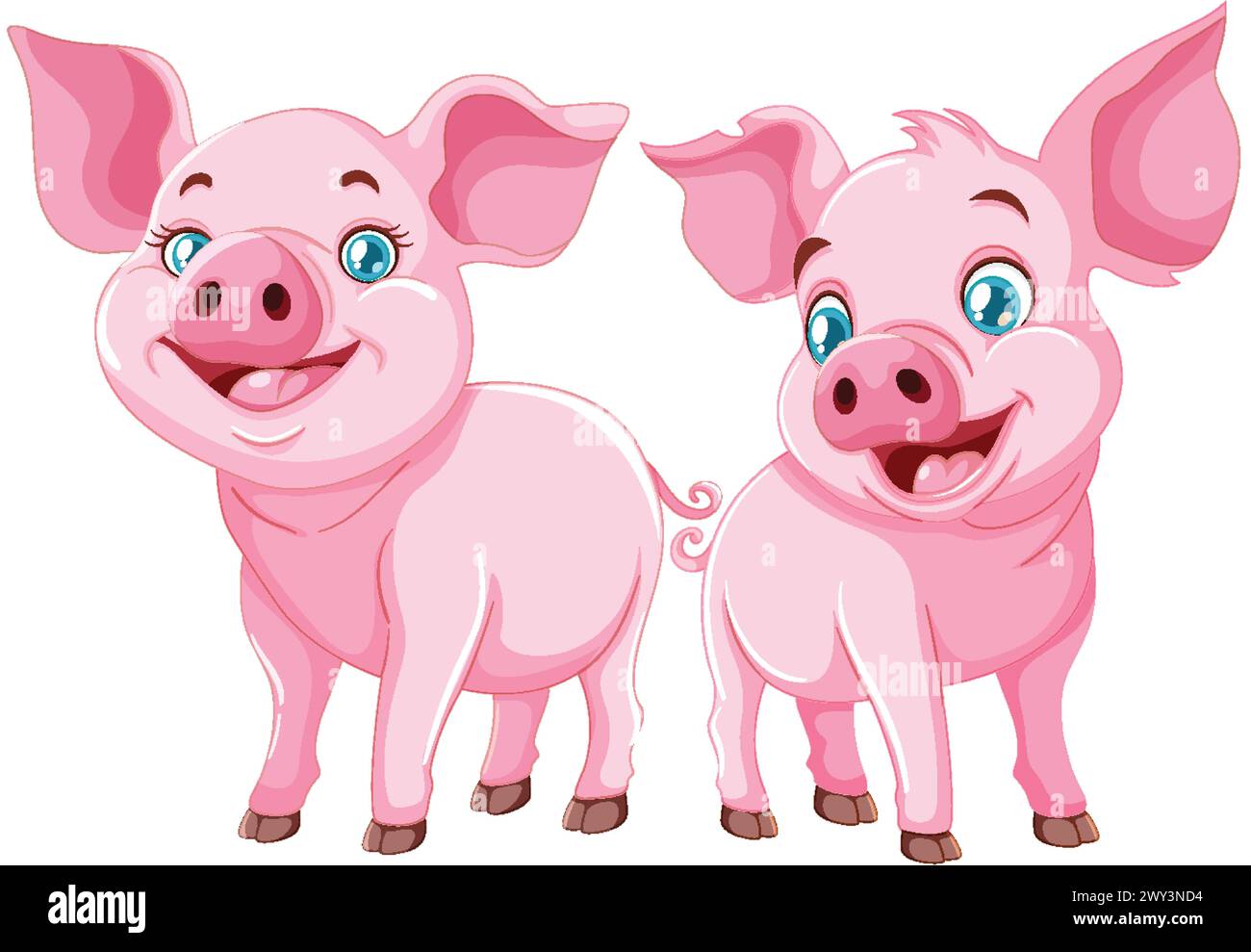 Two happy piglets smiling in a vector illustration Stock Vector Image ...