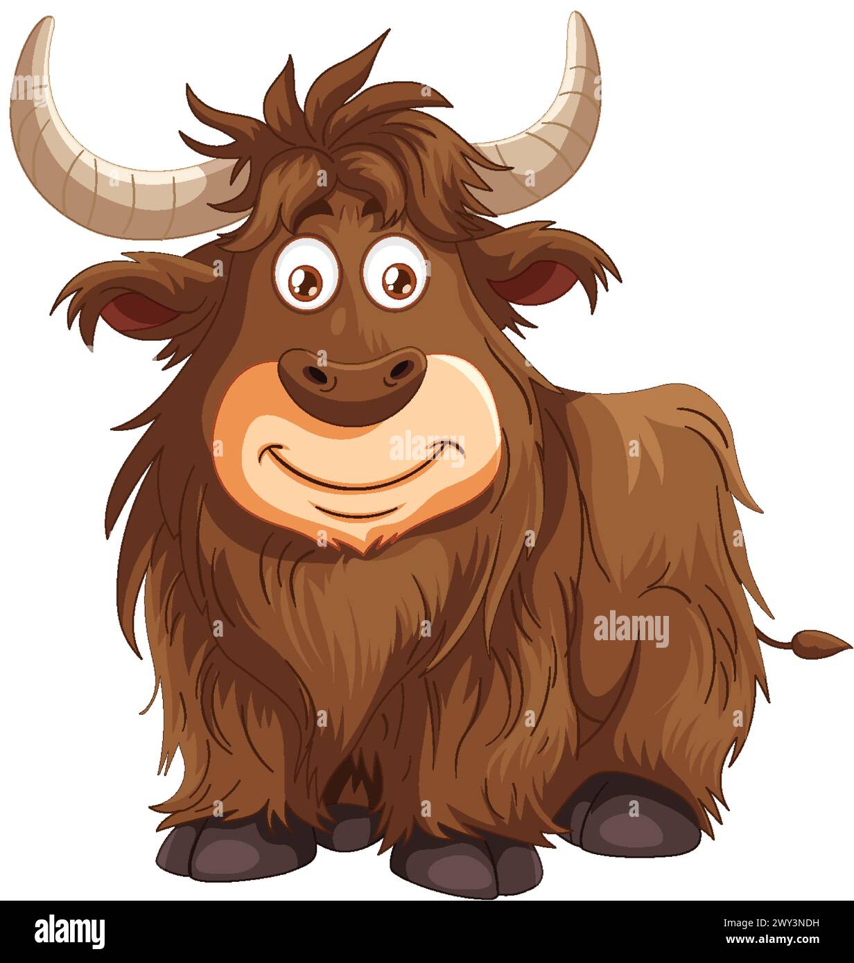 Vector graphic of a smiling, brown yak character Stock Vector Image ...