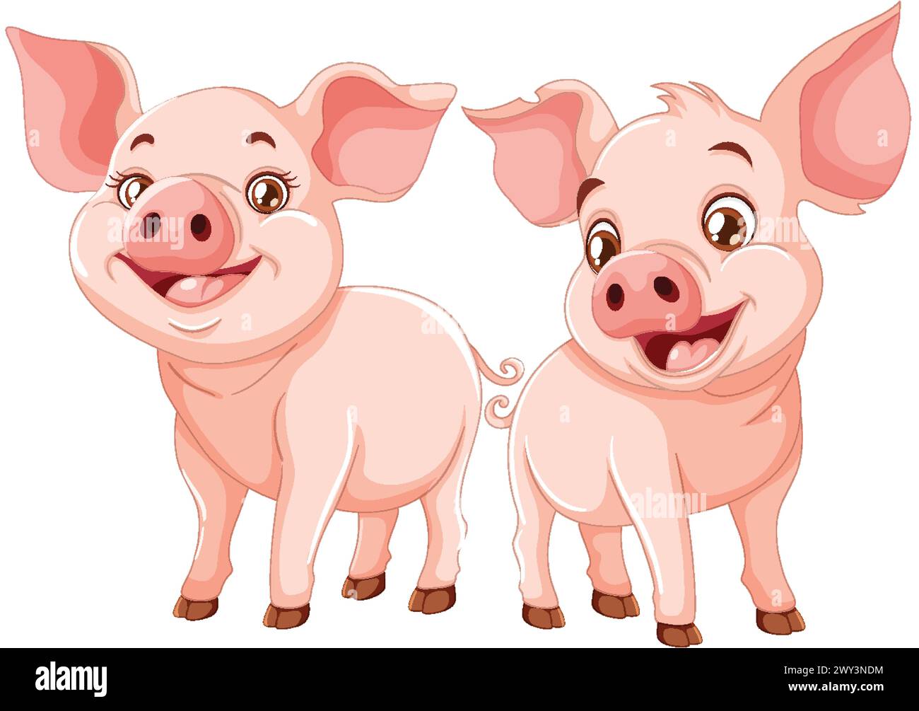 Two happy piglets illustrated in a playful style Stock Vector Image ...