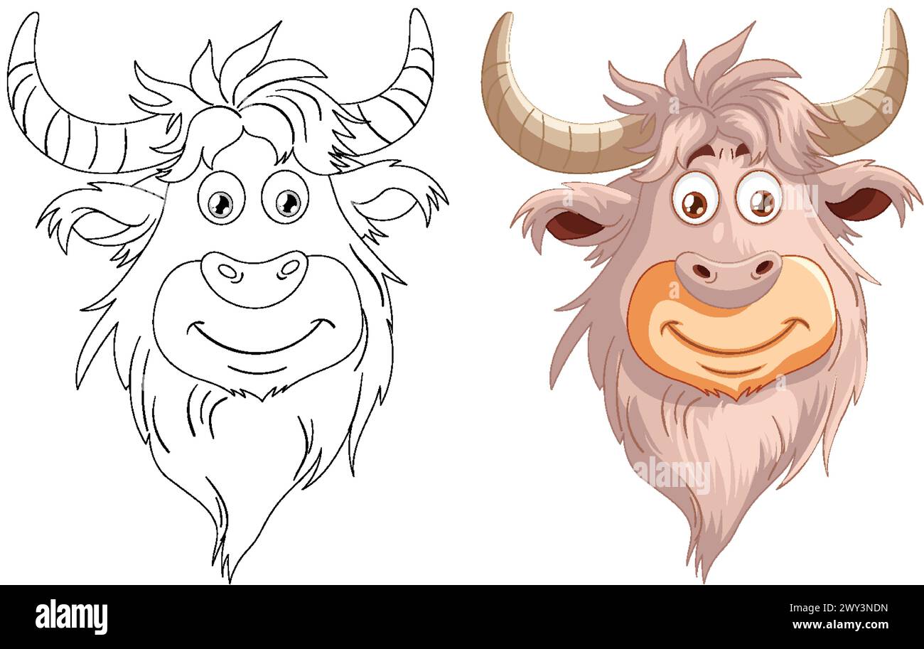 Vector art of a happy yak in two styles Stock Vector Image & Art - Alamy