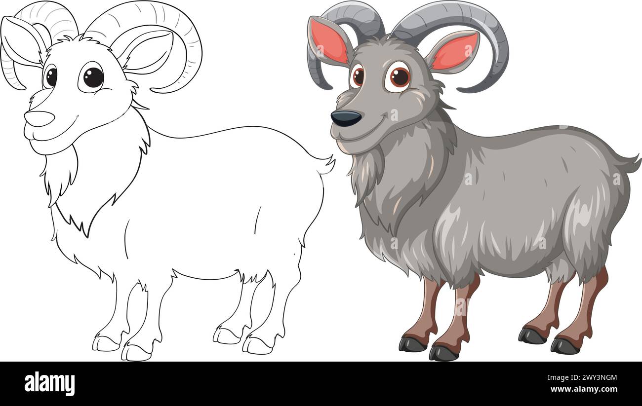 Vector illustration of a ram, outlined and colored Stock Vector Image ...