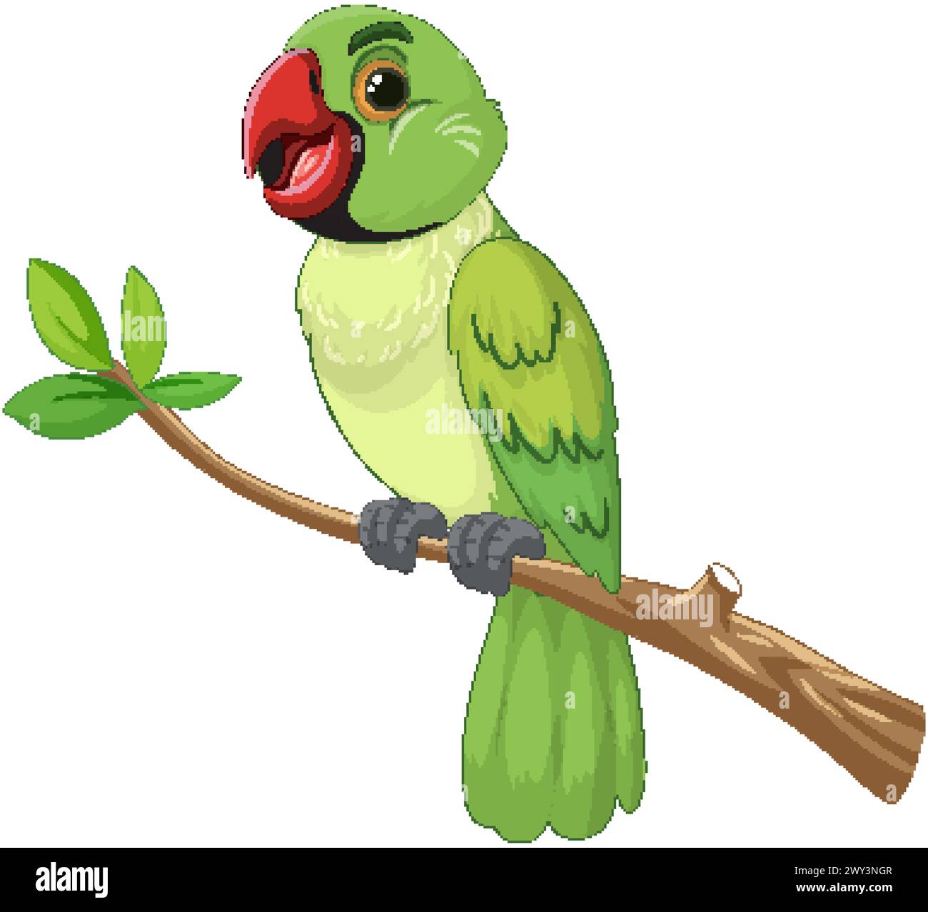 Colorful vector illustration of a green parrot Stock Vector Image & Art ...