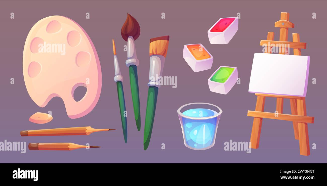 Set of painting tools isolated on white background. Vector cartoon ...