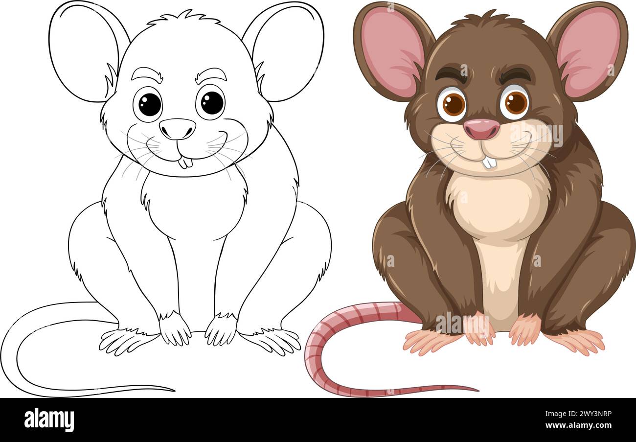Two adorable mice in color and outline Stock Vector Image & Art - Alamy