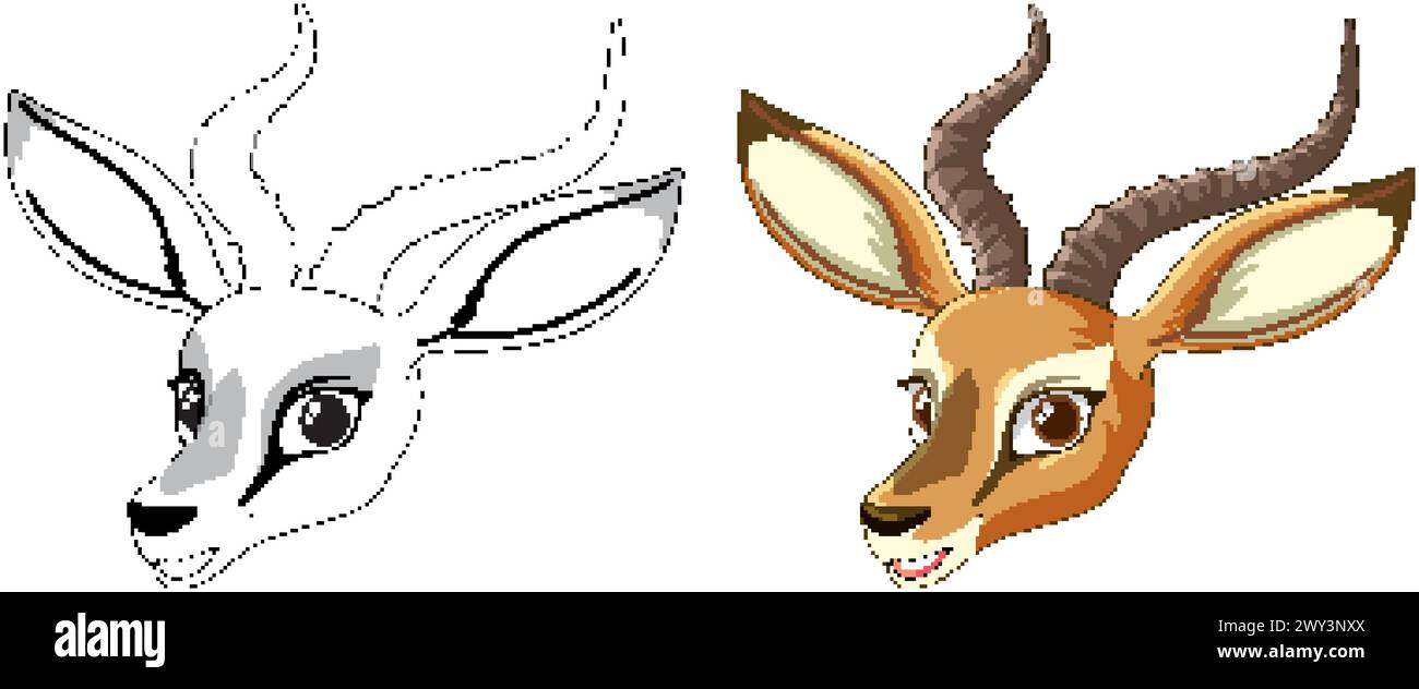 Black and white to color antelope vector transition Stock Vector Image ...