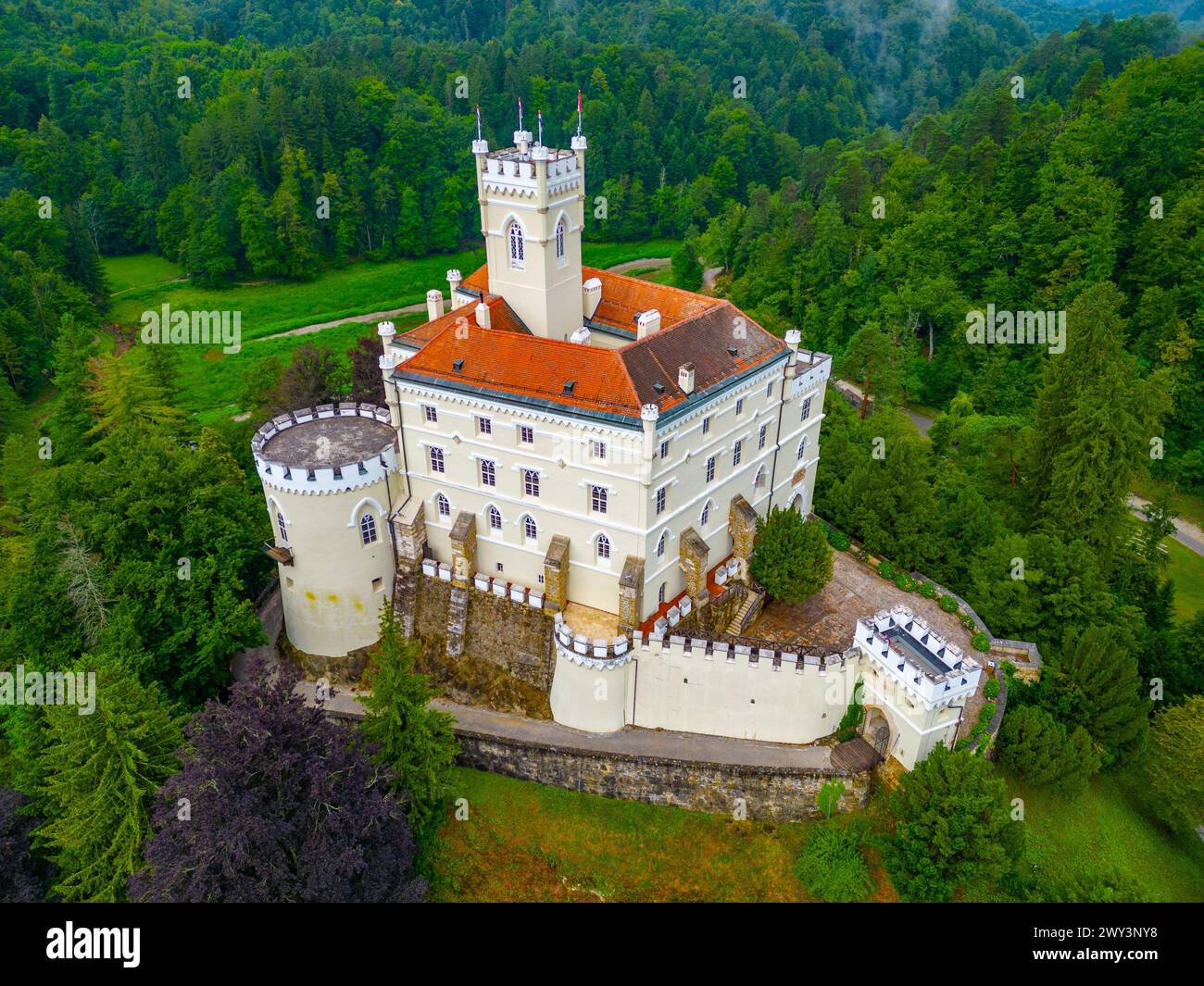 Aerial view of Trakoscan castle in Croatia Stock Photo - Alamy