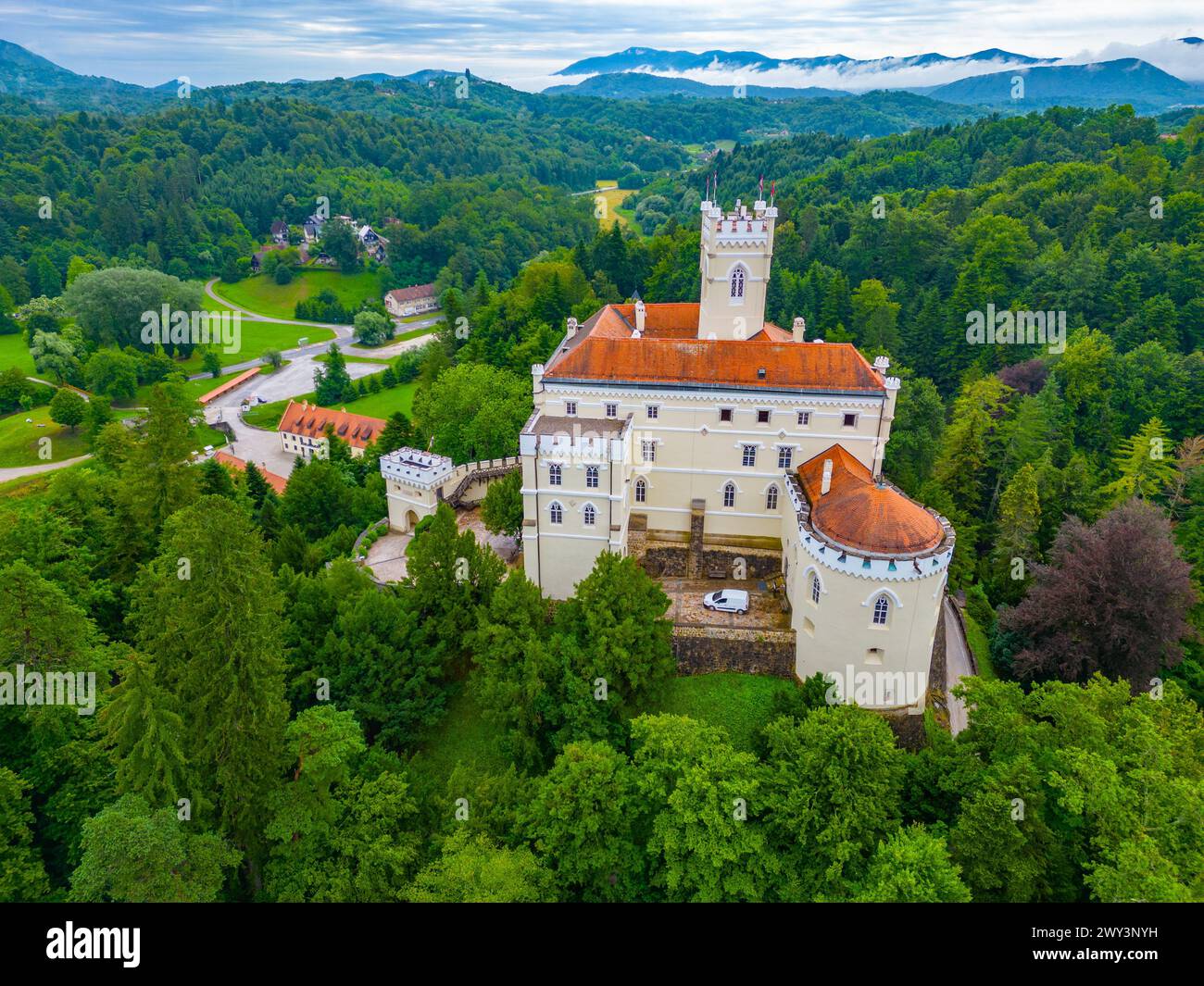 Aerial view of Trakoscan castle in Croatia Stock Photo - Alamy