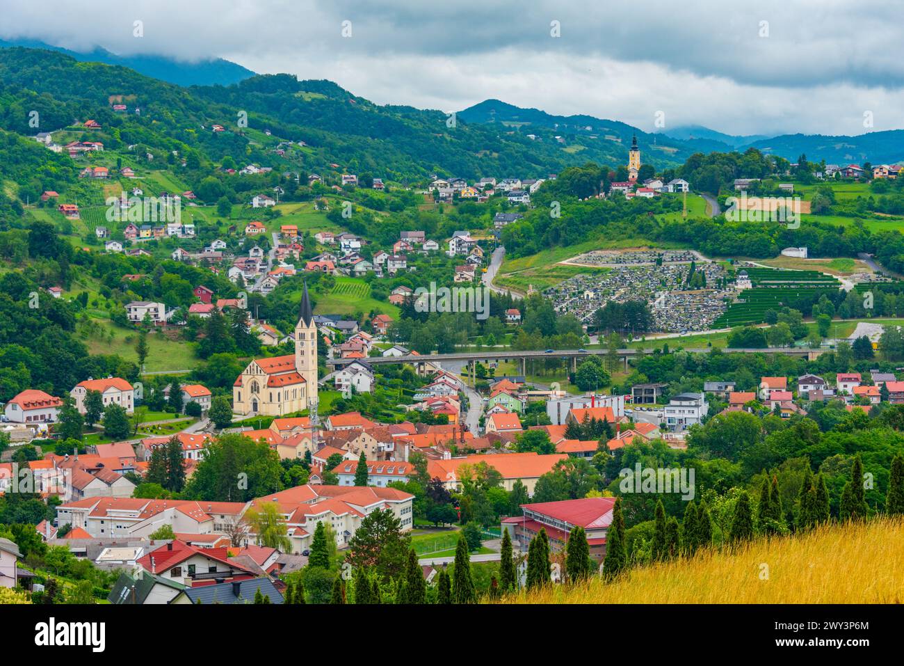 Aerial view of Croatian town Krapina Stock Photo - Alamy