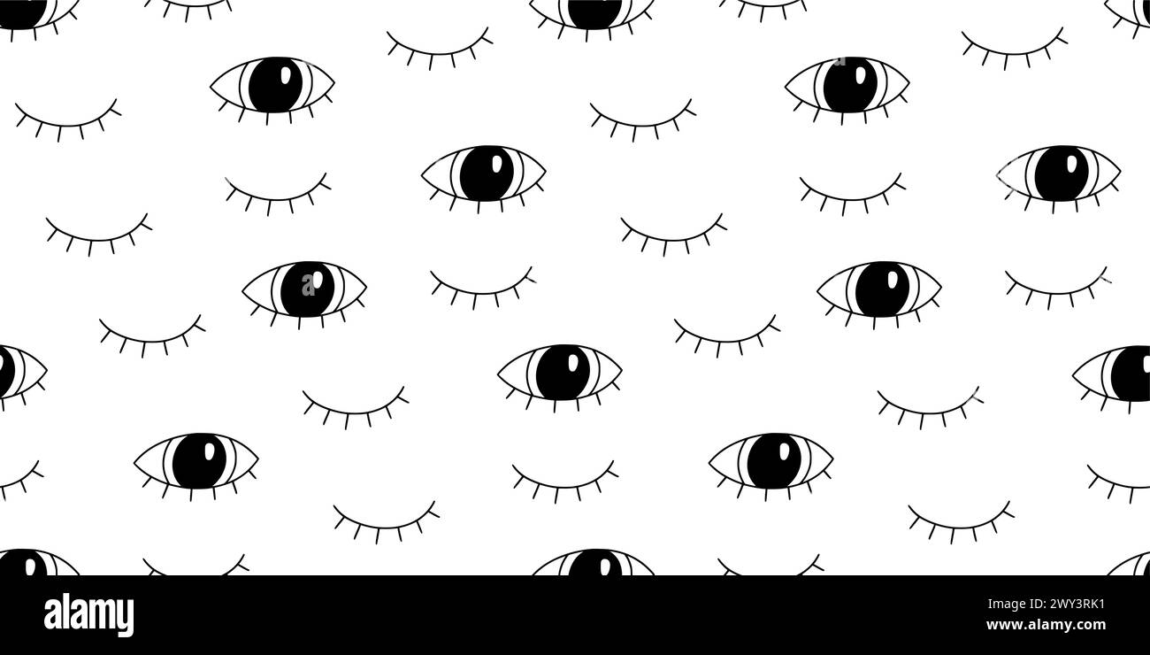 Eye doodle seamless vector pattern. Hand drawn doodle sketch simple ...