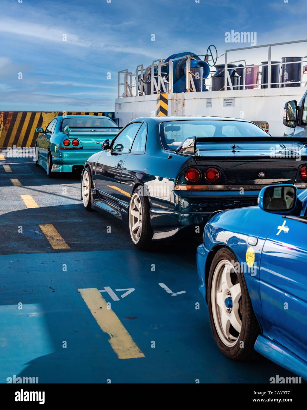 The Japanese Subaru Impreza, Nissan 370Z and Skyline R33 parked ...