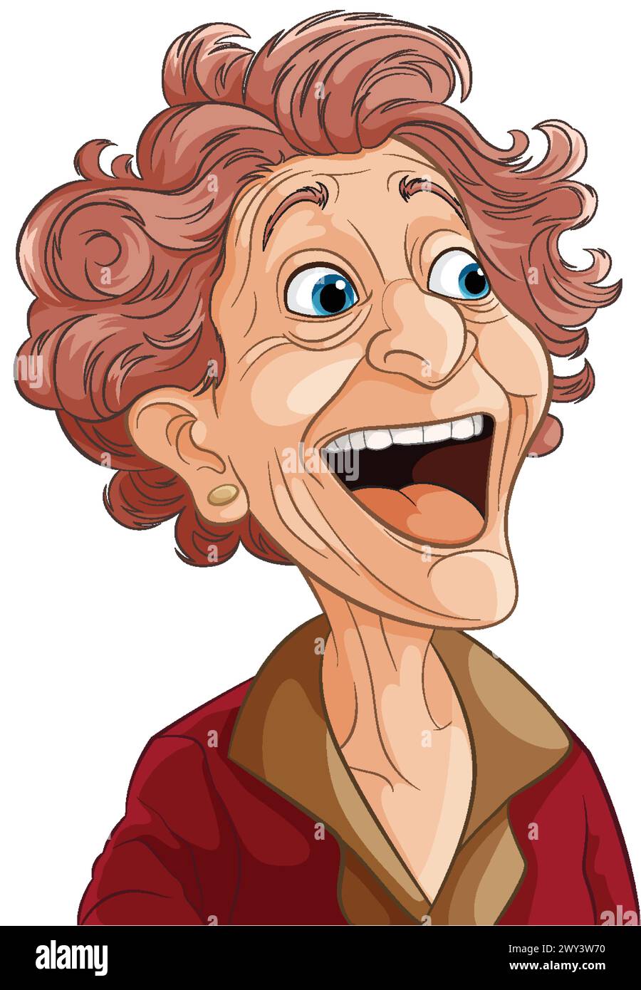 Vector illustration of a happy elderly woman smiling Stock Vector Image ...