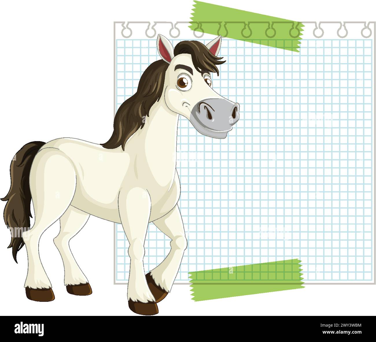 Vector graphic of a happy horse on grid background Stock Vector Image ...