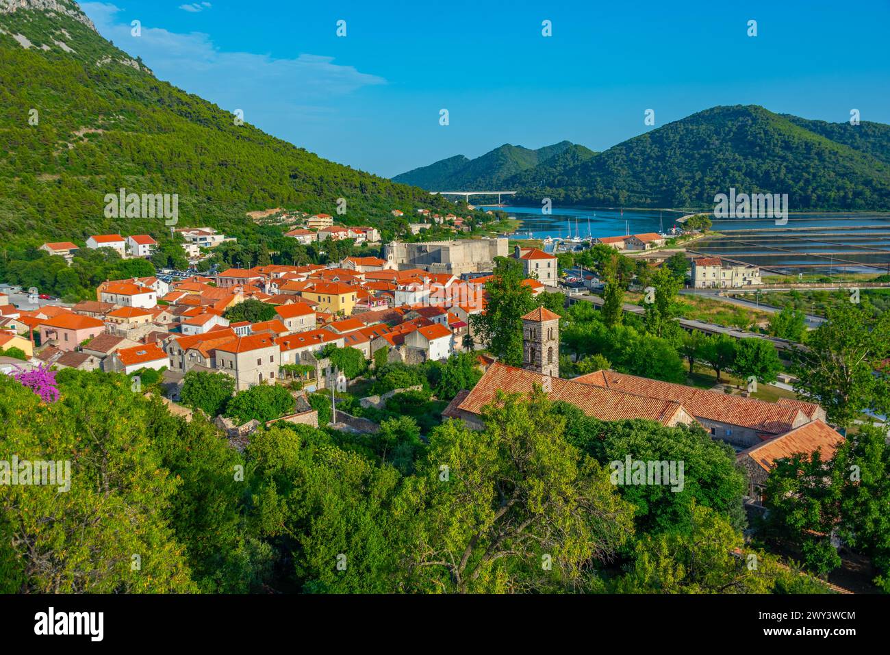 Aerial view of Croatian town Ston Stock Photo - Alamy