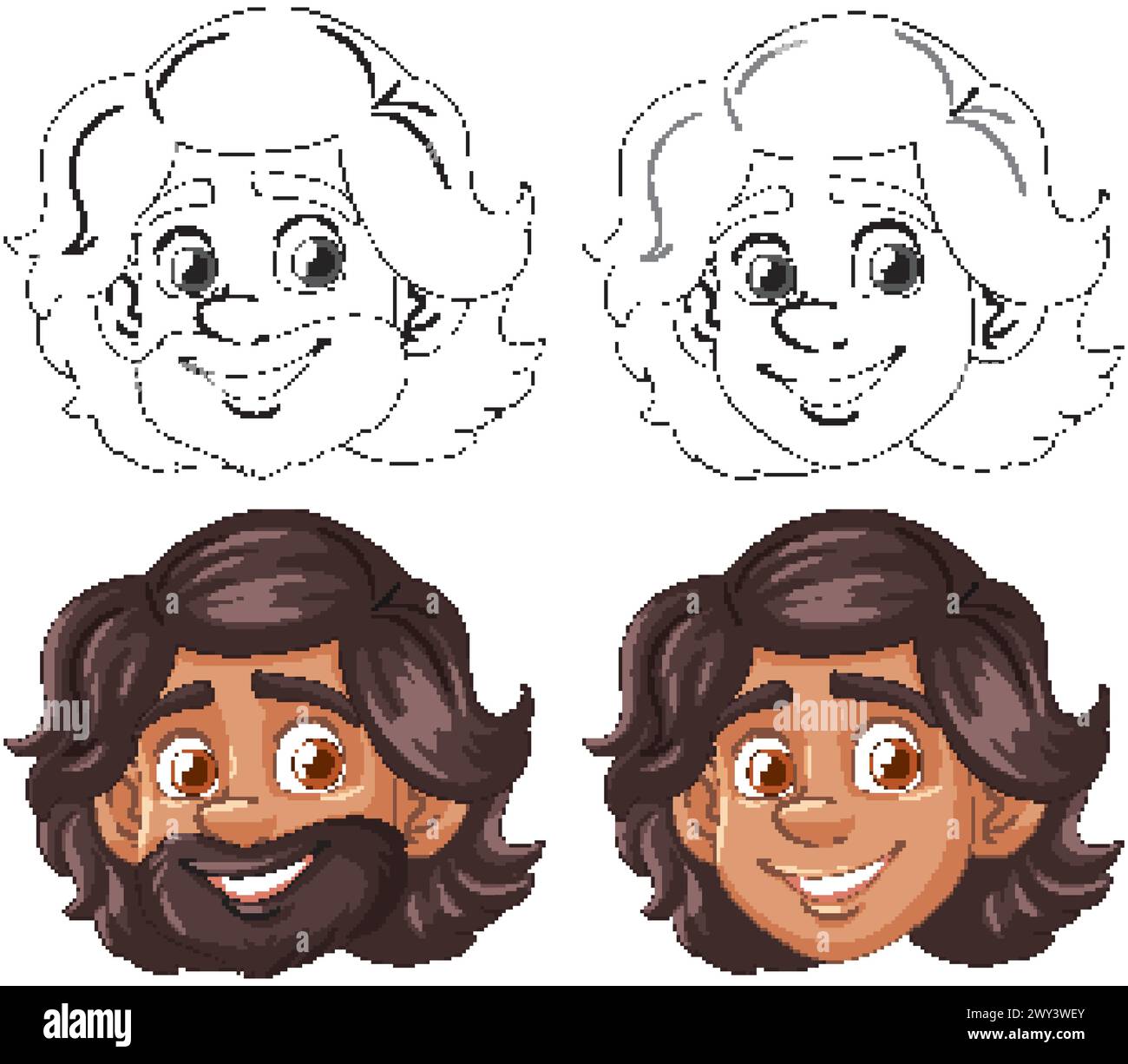 Four vector illustrations of smiling, happy faces Stock Vector Image ...