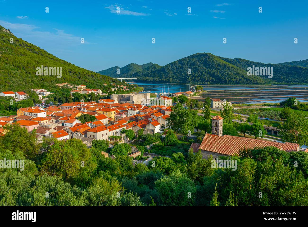 Aerial view of Croatian town Ston Stock Photo - Alamy