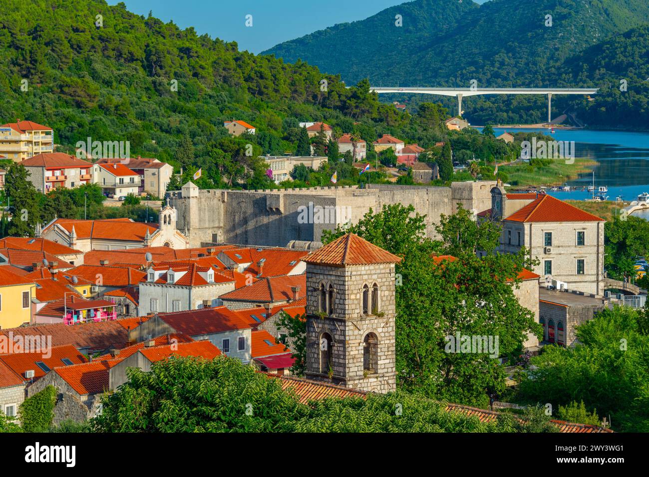 Aerial view of Croatian town Ston Stock Photo - Alamy