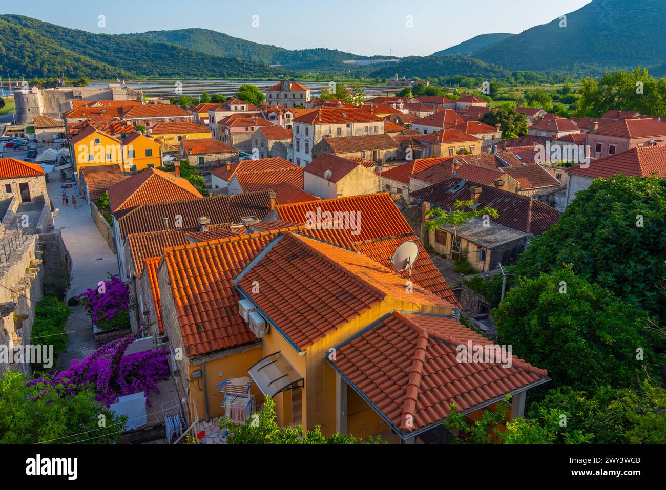 Aerial view of Croatian town Ston Stock Photo - Alamy