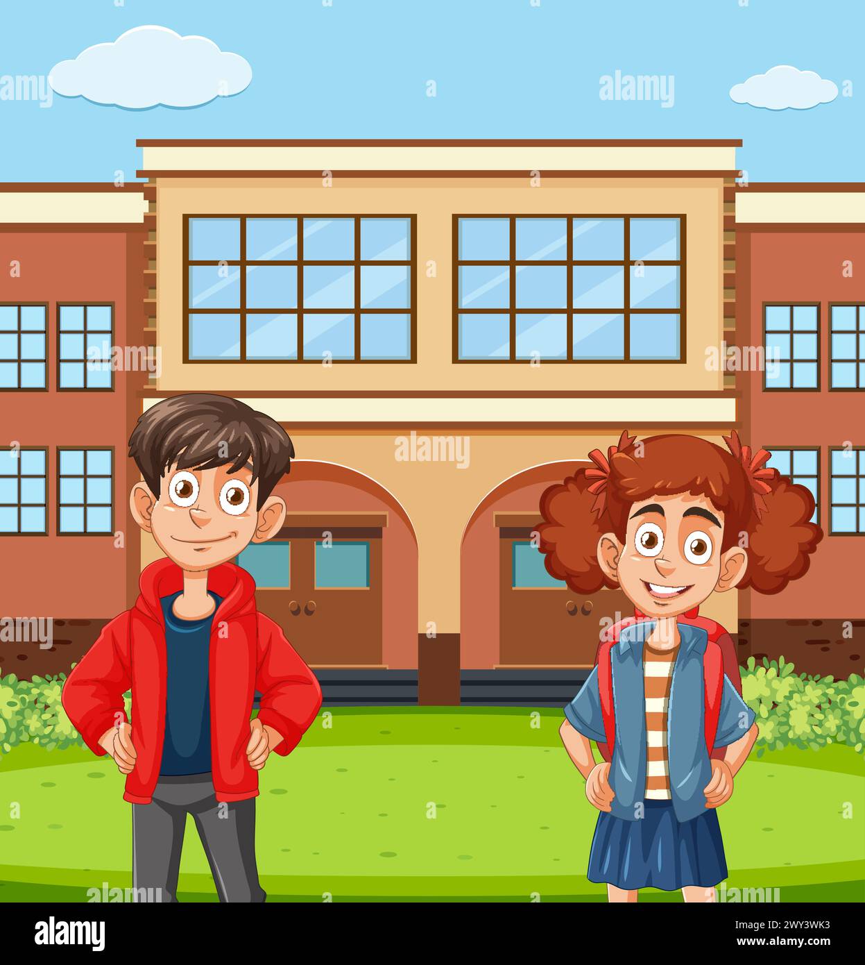 Boy school uniform smiling outdoors Stock Vector Images - Alamy