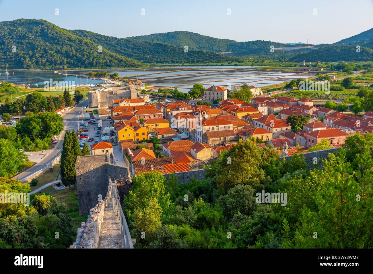Aerial view of Croatian town Ston Stock Photo - Alamy