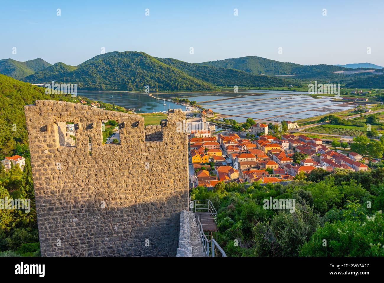 Aerial view of Croatian town Ston Stock Photo - Alamy