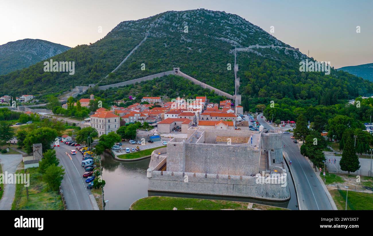 Aerial view of Croatian town Ston Stock Photo - Alamy