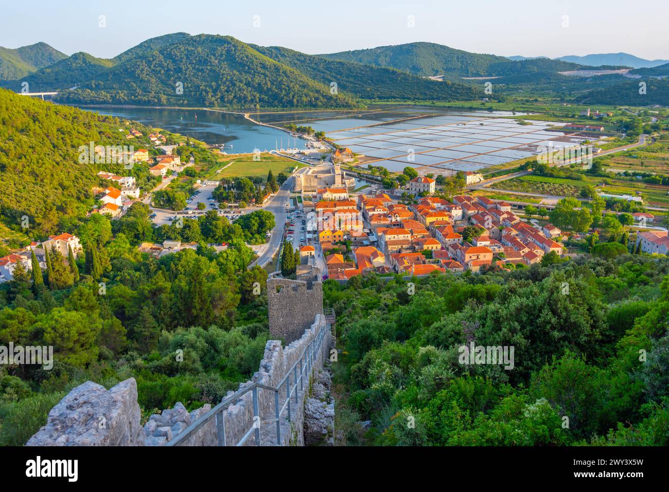 Aerial view of Croatian town Ston Stock Photo - Alamy