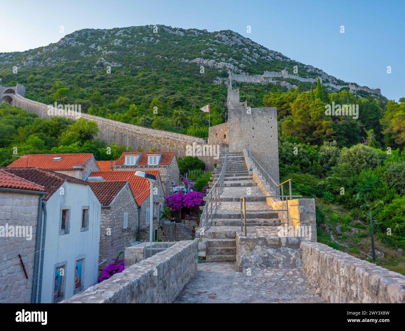 Aerial view of Croatian town Ston Stock Photo - Alamy