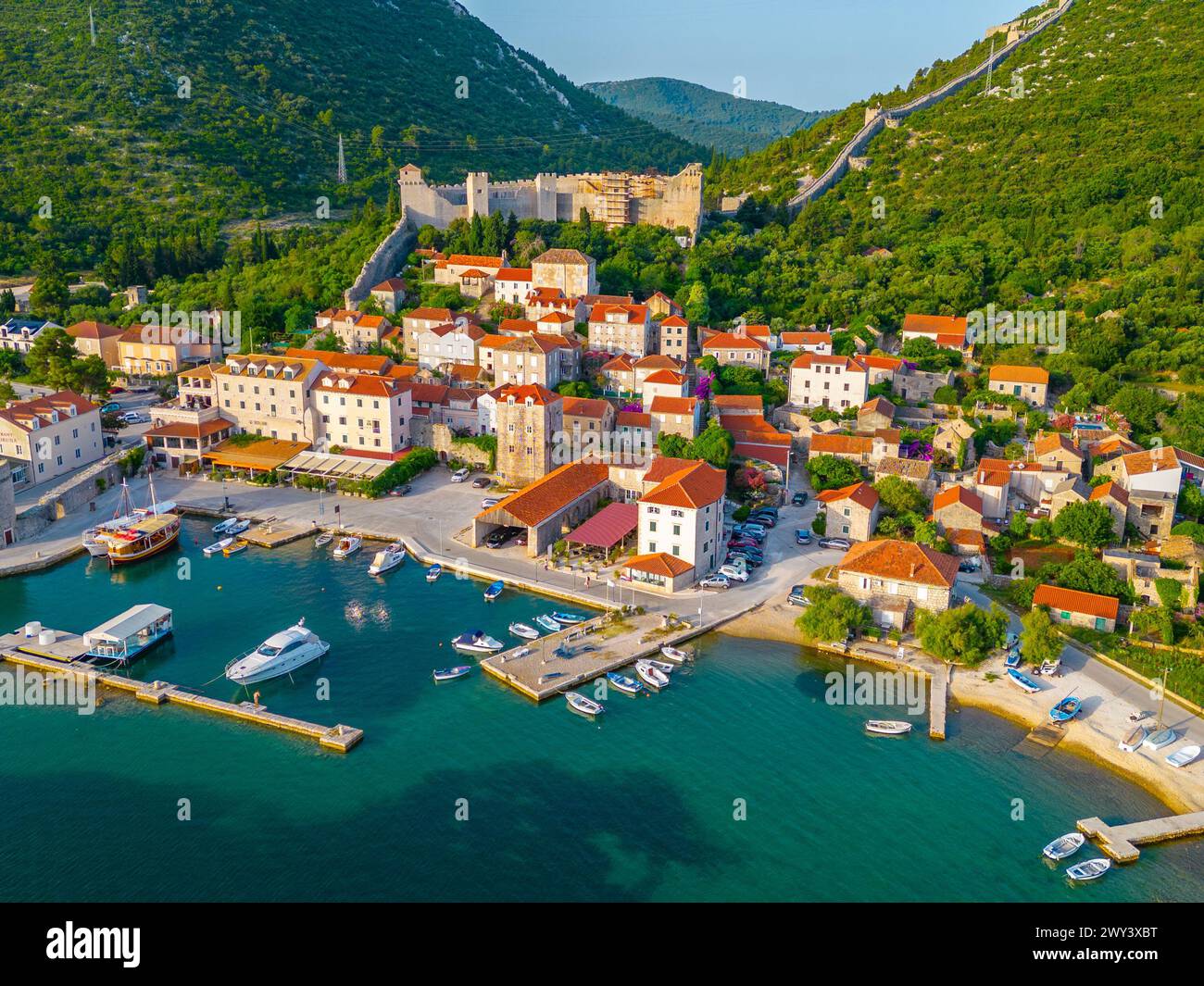 Panorama view of Croatian town Mali Ston Stock Photo - Alamy