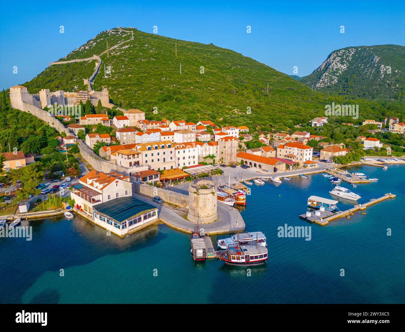 Panorama view of Croatian town Mali Ston Stock Photo - Alamy