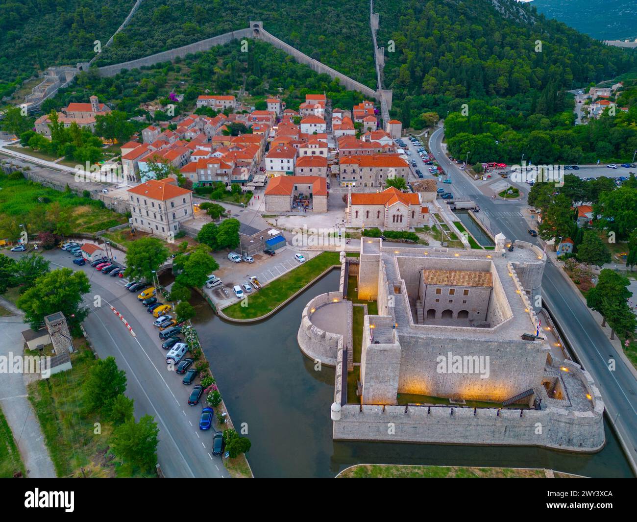 Aerial view of Croatian town Ston Stock Photo - Alamy