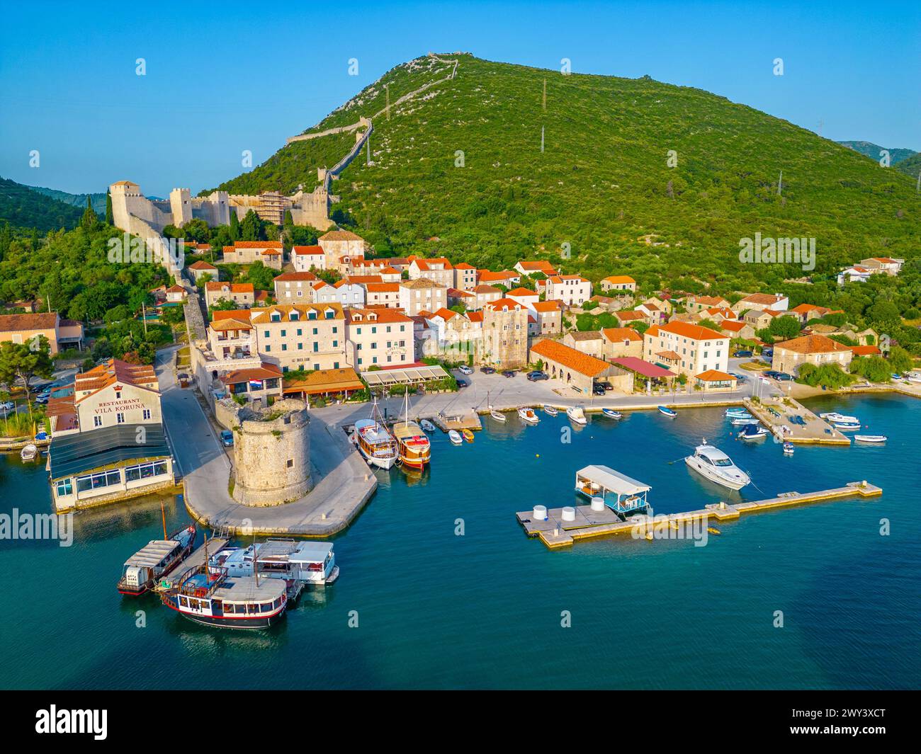 Panorama view of Croatian town Mali Ston Stock Photo - Alamy