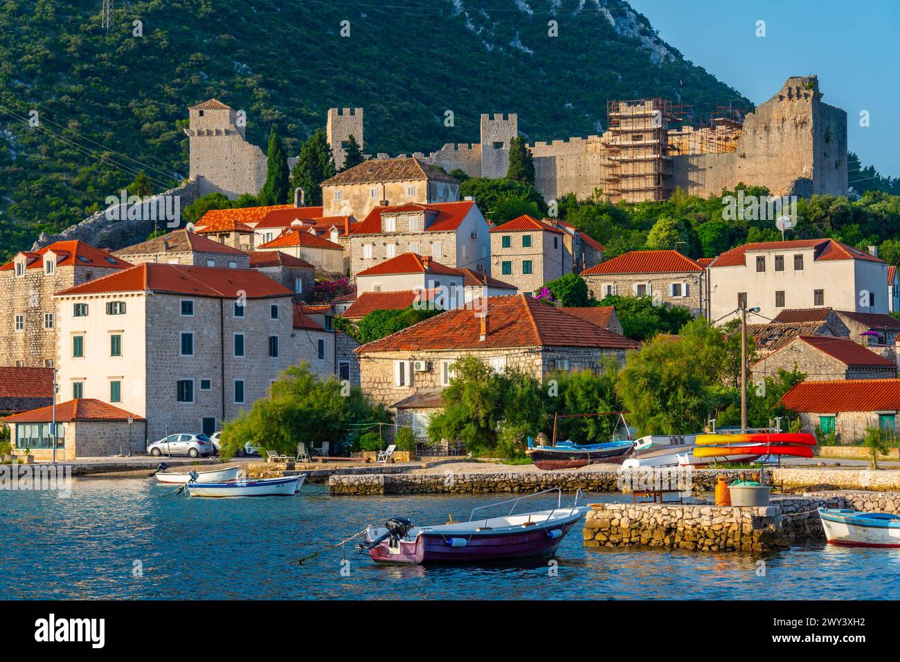 Panorama view of Croatian town Mali Ston Stock Photo - Alamy