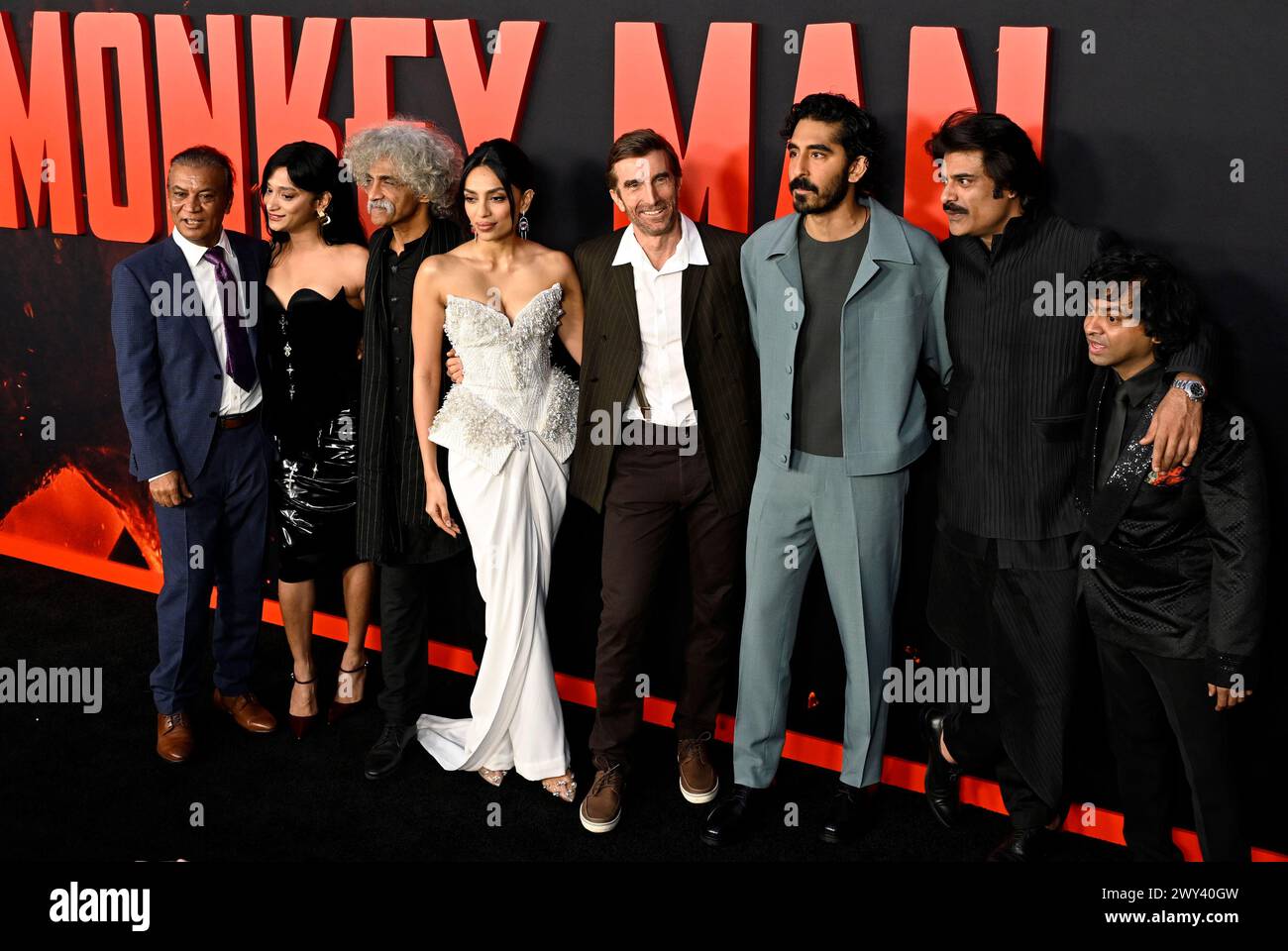 Cast members line up as they attend the premiere of the motion picture ...