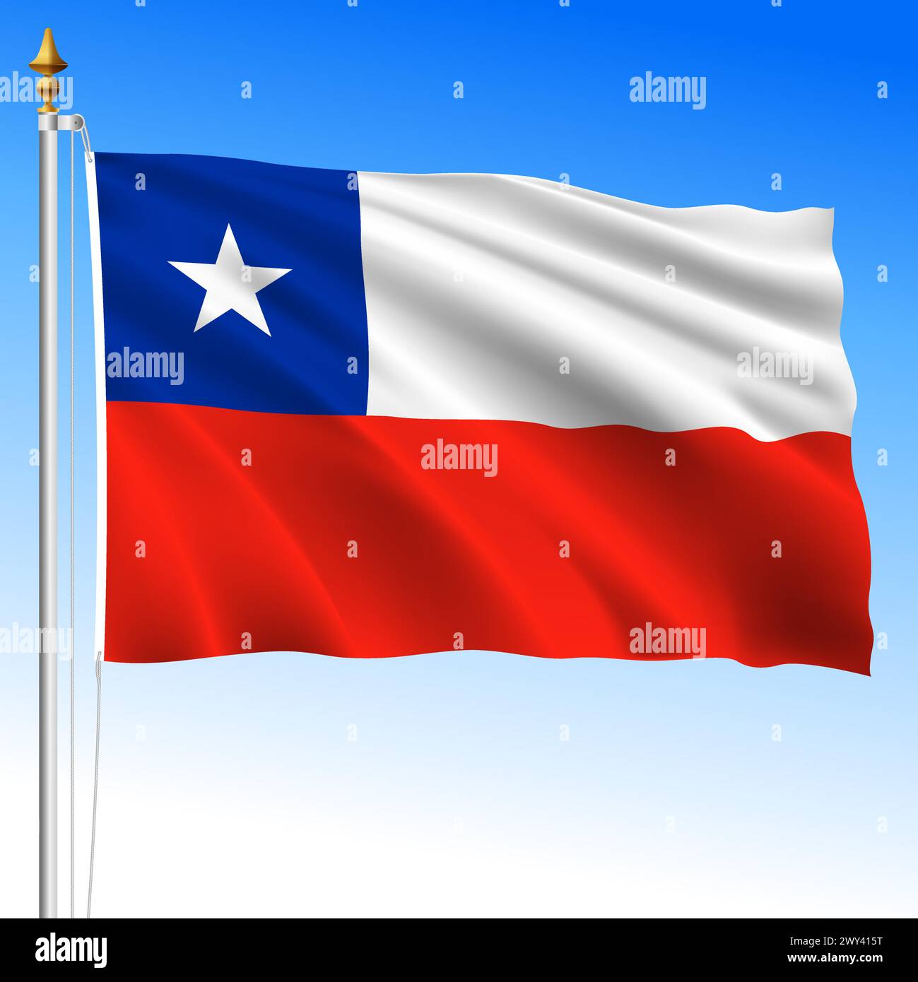 Chile official national waving flag, south america, vector illustration ...