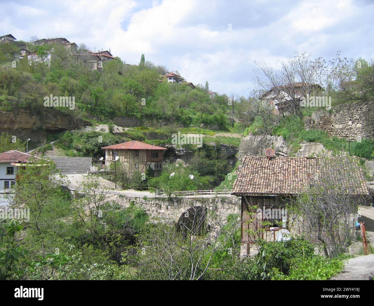 Nature and traditional Turkish house landscapes in summer from the old ...