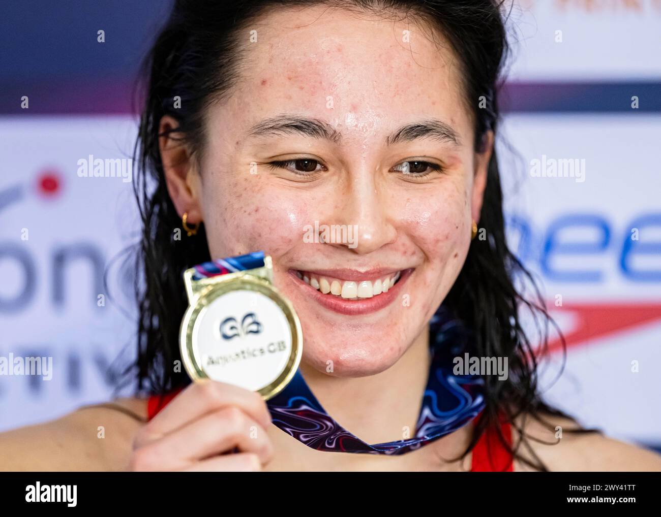 LONDON, UNITED KINGDOM. 03 April, 2024. Alice Tai shows her medal after ...