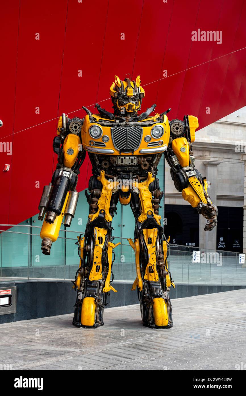 The robot made from scrap metal part of a Car display at Children mall ...