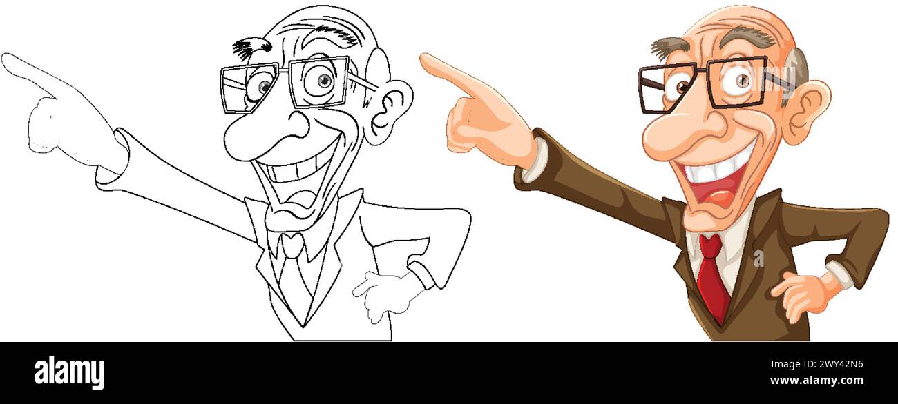 Two animated businessmen pointing with enthusiasm Stock Vector Image ...
