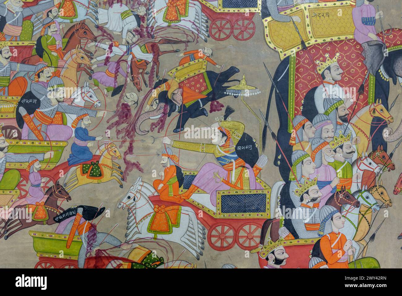 Battle scene from Mahabharata, 19th century, Kangra, Himachal State ...