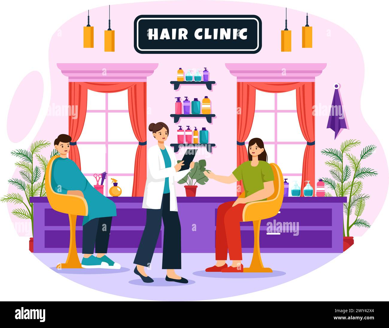 Stylist in beauty studio hair Stock Vector Images - Alamy